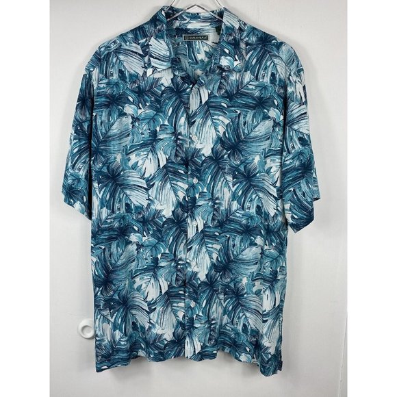 Cubavera | Shirts | Cubavera Mens L Teal White Aloha Floral Hawaiian ...